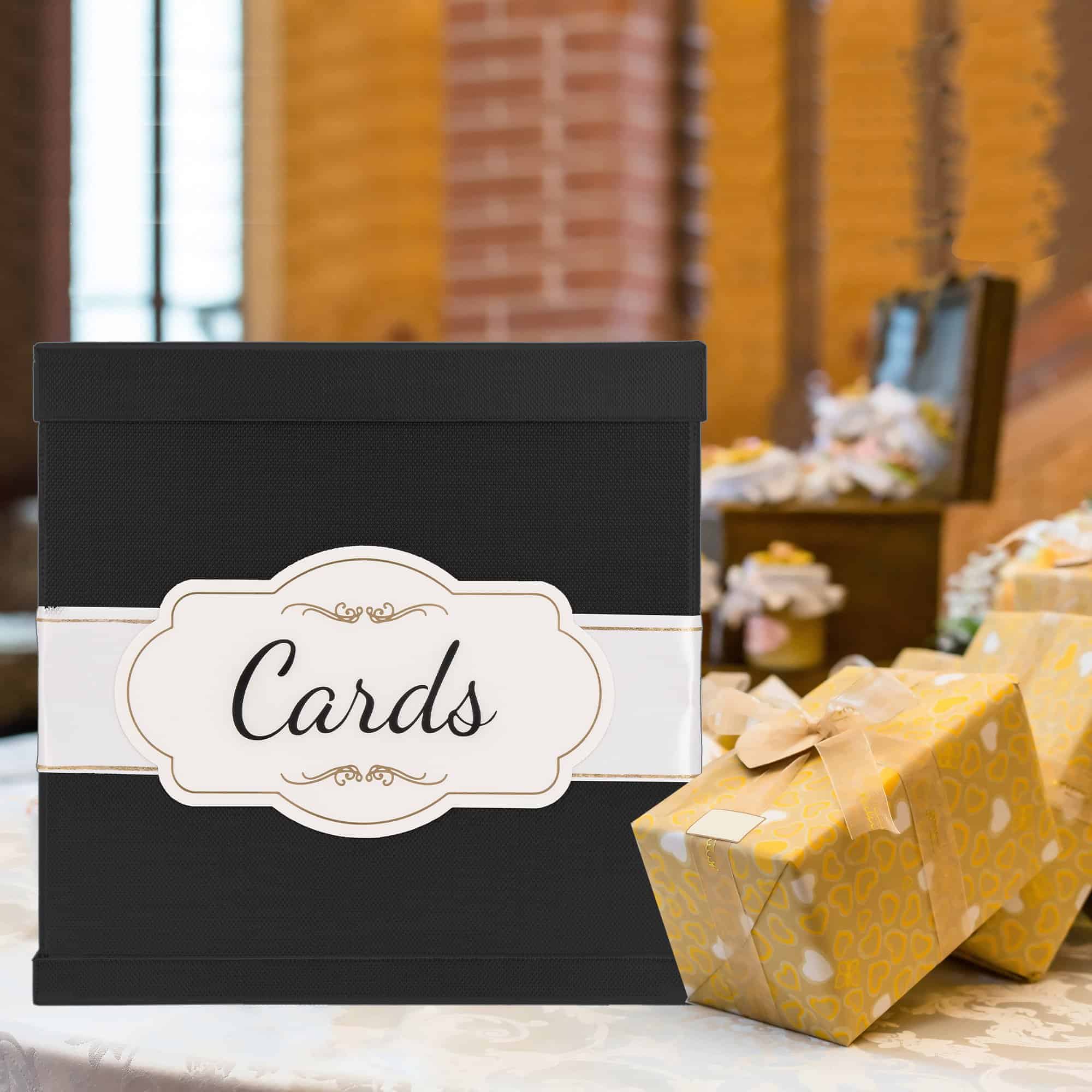 Card Box - For Graduations, Weddings, and more - 10"x10" in Black, Gold ...